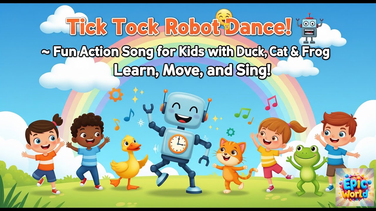 Tick Tock Robot Dance! 🤖 Fun Action Song for Kids with Duck, Cat & Frog ...