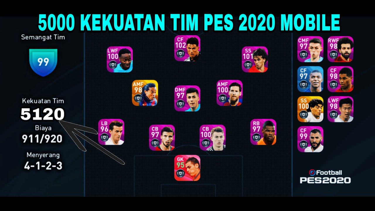 MEMBUAT SQUAD DENGAN KEKUATAN TIM 5000+😱|| PES 2020 MOBILE 🔥 - YouTube