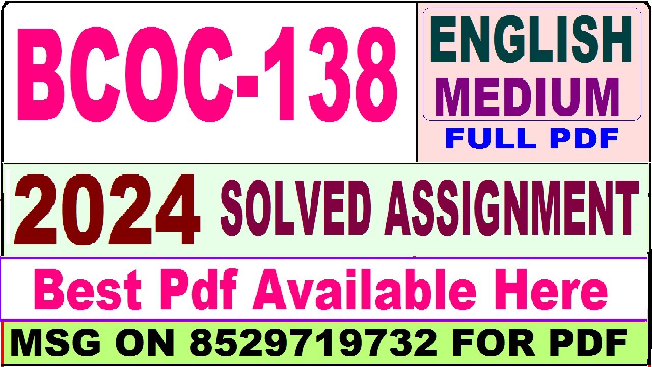 BCOC 138 solved assignment 2023-24 || bcoc 138 solved assignment 2024 ...