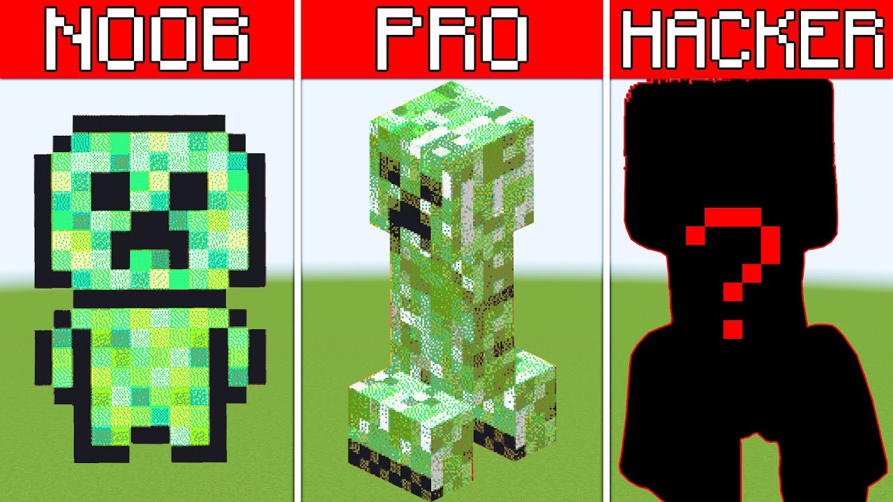 Pixel Art NOOB vs PRO vs HACKER Creeper in Minecraft - YouTube