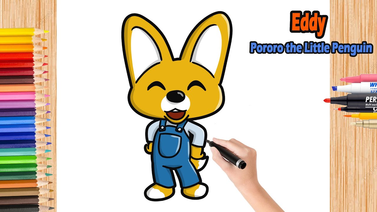 Cara Menggambar Eddy | How to Draw Pororo The Little Penguin ...