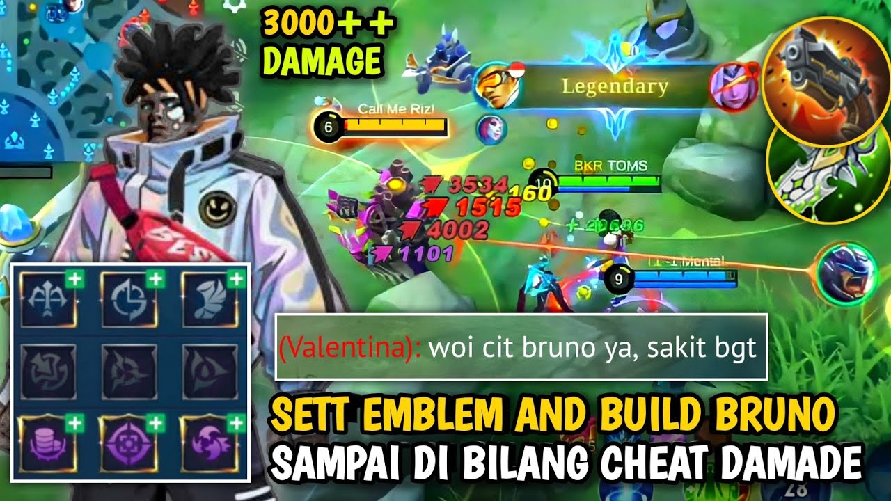 NEW BUILD AND EMBLEM BRUNO PALING SAKIT 2022 DAMAGE 3000++ TOP 1 GLOBAL ...