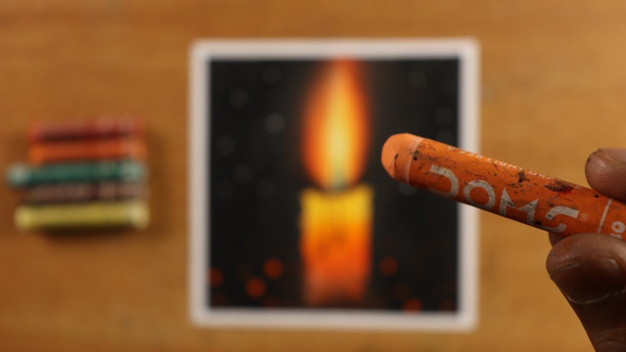 Realistic Glowing Candle Drawing / Easy oil pastel drawing for ...
