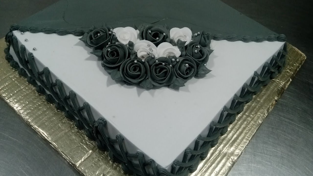 2 in 1 Cake Grey Colour Designing White Beautiful Chakor Cake - YouTube