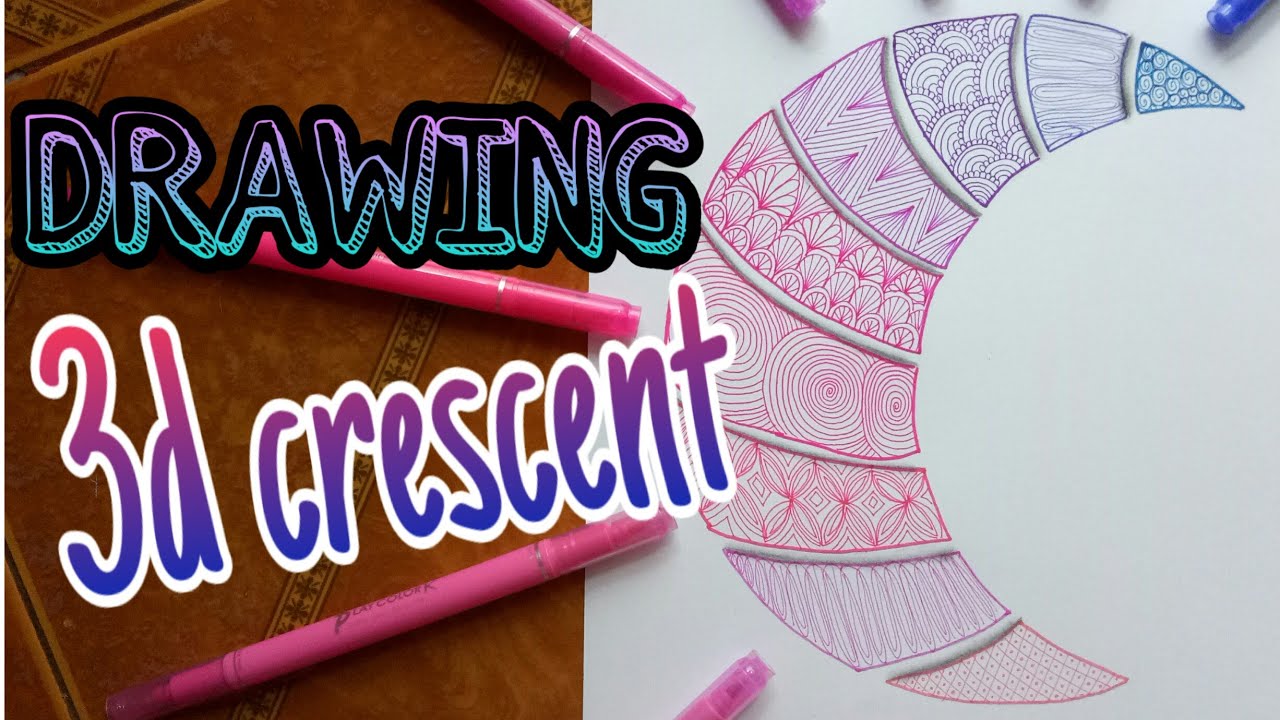 Drawing rainbow crescent || 3d drawing - YouTube
