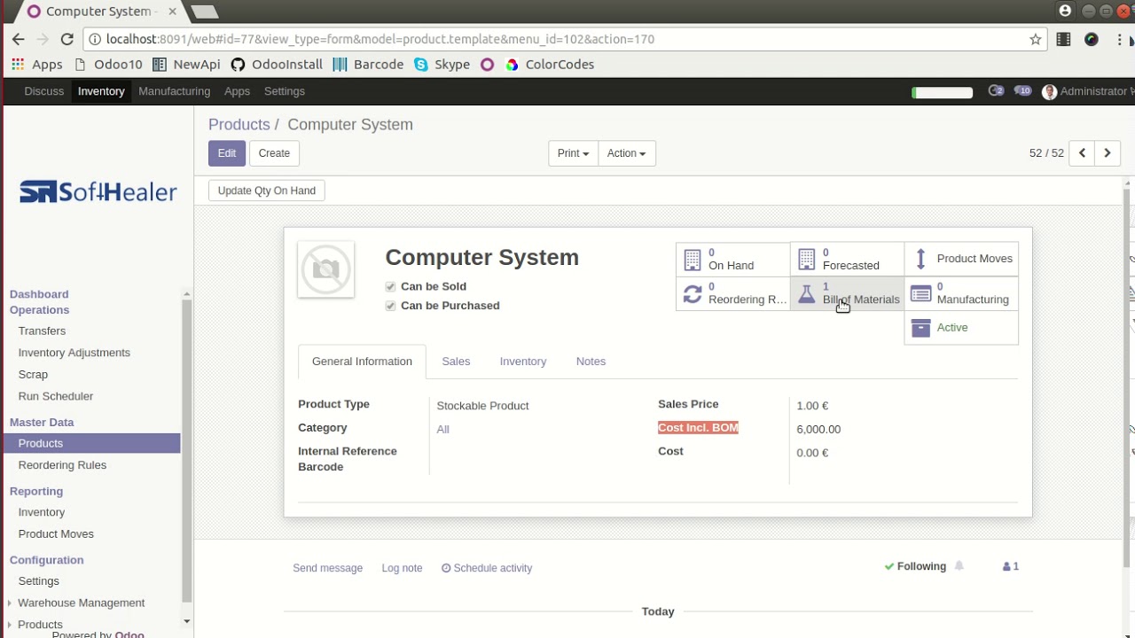 Product Cost BOM - Softhealer Technologies - YouTube