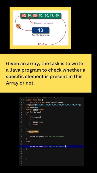 Java program to check whether a specific element is present in this Array or not. #shorts - YouTube