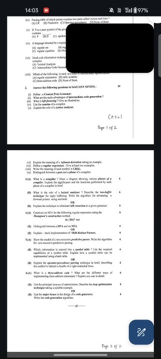 SARDAR PATEL UNIVERSITY MCA 4TH SEM COMPILER DESIGN QUESTION PAPER 8TH APR 2019 - YouTube