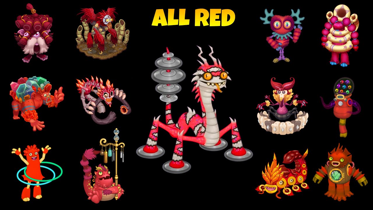 All Red Monsters 2025 - Sounds & Animations - Common - Rare - Epic ~ My ...