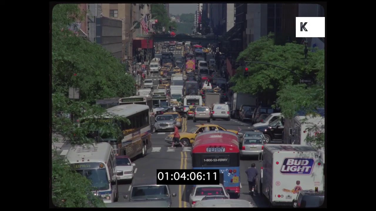 1990s NYC, Manhattan Traffic on Busy Block - YouTube
