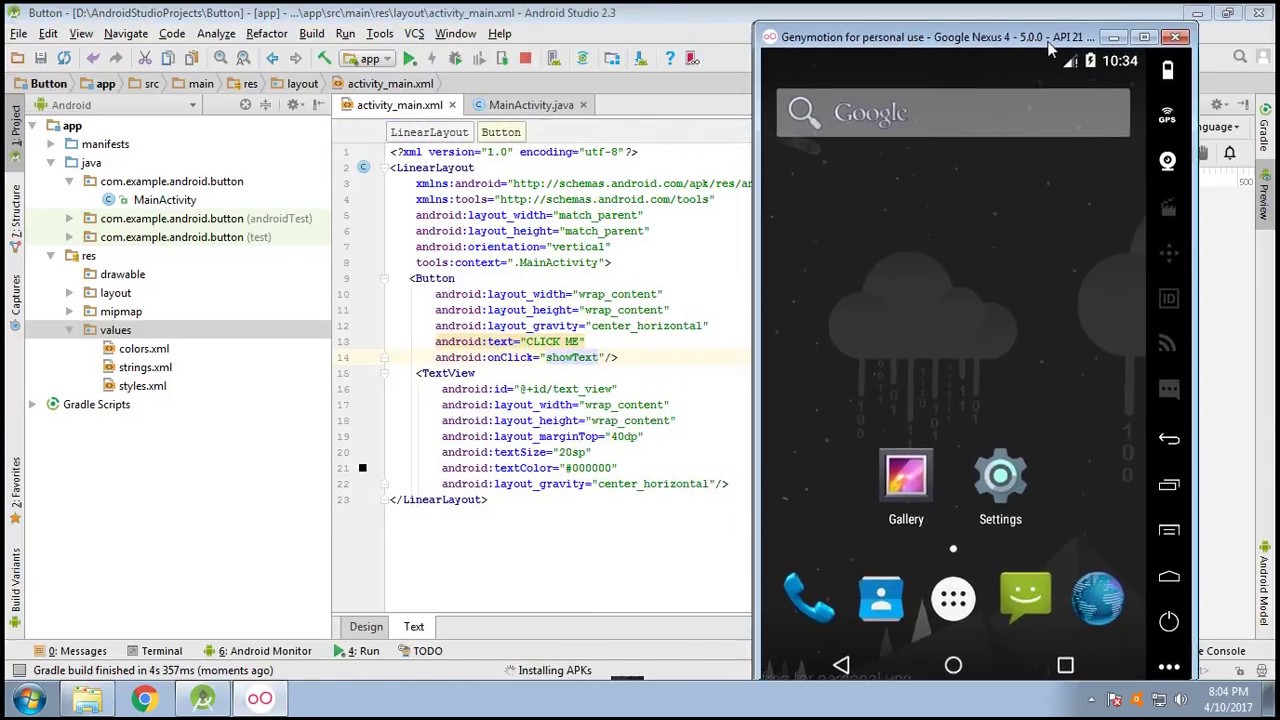 How To Add Button And Add Functionality To It In Android Application Youtube