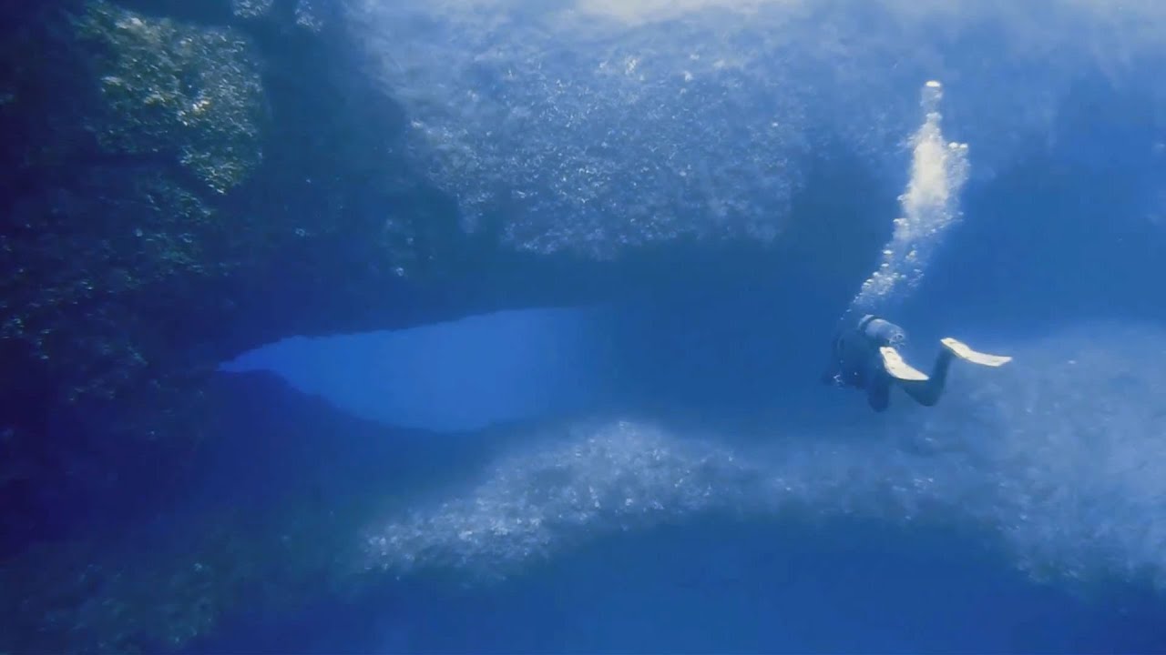 Malta Dive Sites - Double Arch & Submarine cave, Gozo - YouTube