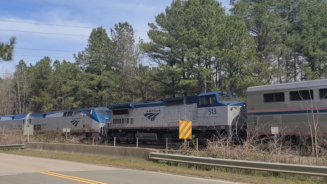 Amtrak Auto Train running 5 hours late northbound at North Collier. Petersburg, VA. 03/26/2024 ...