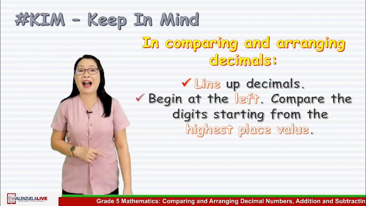 GRADE 5 MATH (Q2-W2) - COMPARING AND ARRANGING DECIMAL NUMBERS - YouTube