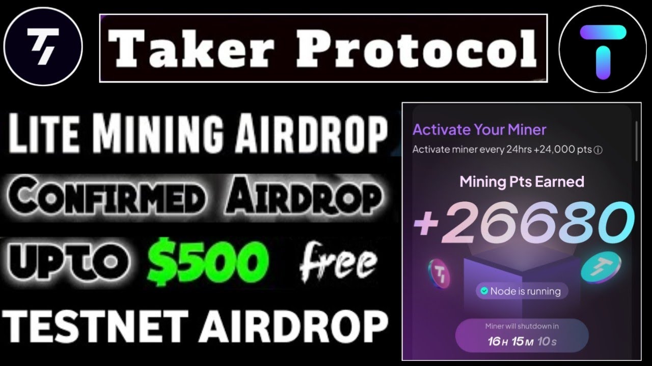 Taker Protocol Airdrop | Mining Airdrop + Testnet Airdrop both Complete ...