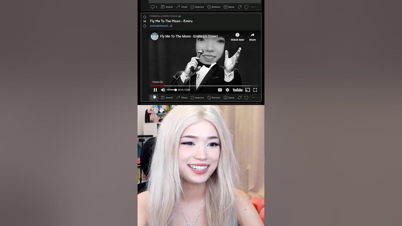 Emiru Reacts to Emiru AI Cover (Fly Me to the Moon) - YouTube