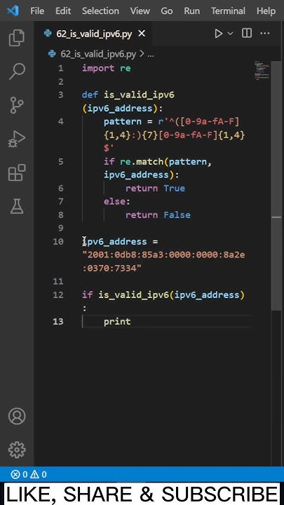 Check an IPv6 Address valid or not #python #shorts - YouTube