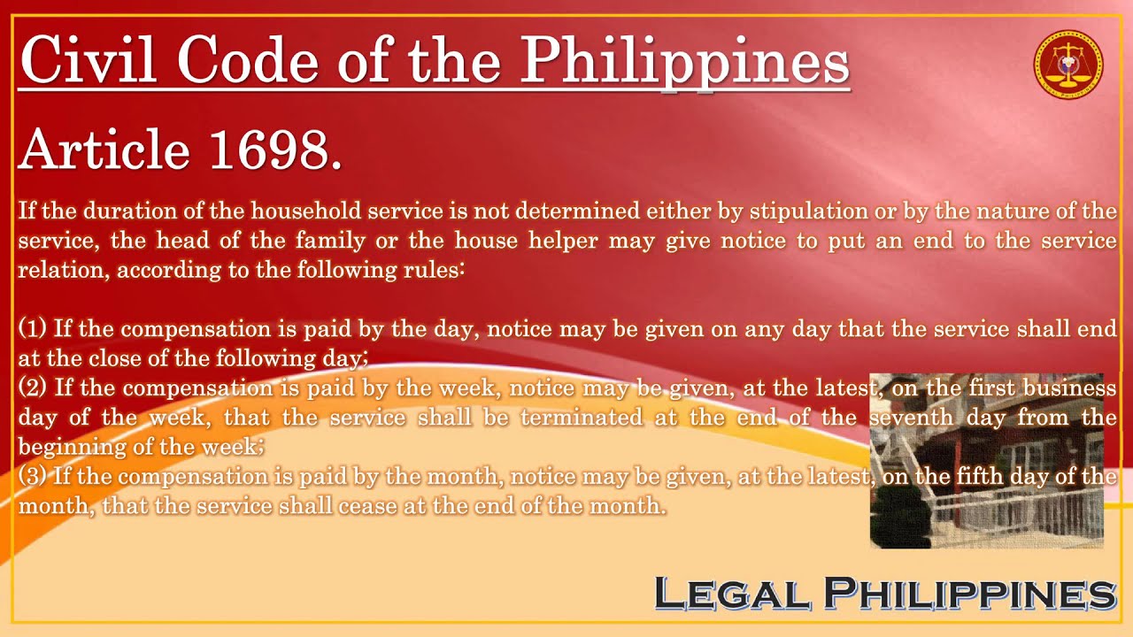 Civil Code of the Philippines, Article 1698 - YouTube