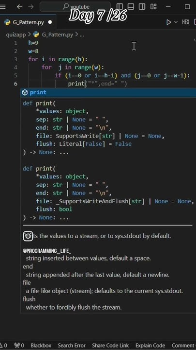 Day 7 26 Printing Alphabet Starpatterns Python Programming Coding Pythontutorial Code