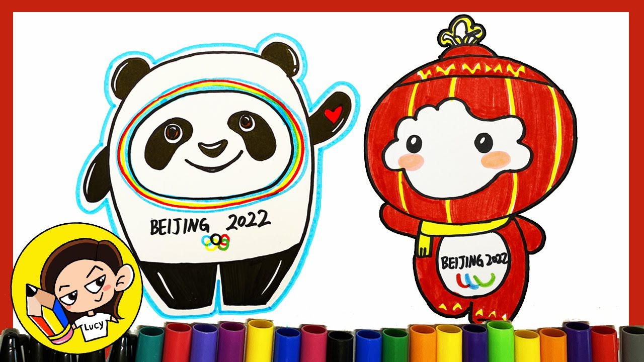 如何画冰墩墩和雪容融|How To Draw Bing Dwen Dwen And Shuey Rhon Rhon|Easy Draw|简笔画 ...