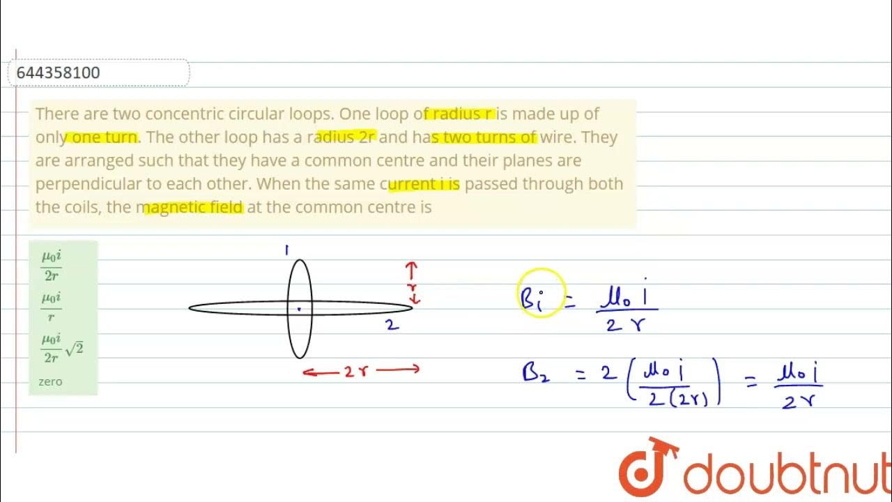 There are two concentric circular loops. One loop of radius r is made up of only one turn. The o ...