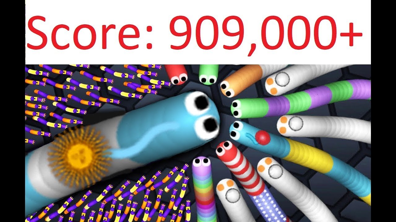 World record in slither.io : Score = 909,000+ High lights. (세계 기록 ...