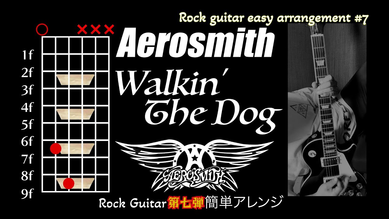 【TAB譜より簡単】 Aerosmith /Walkin' The Dog 簡単アレンジ 第七弾 - YouTube