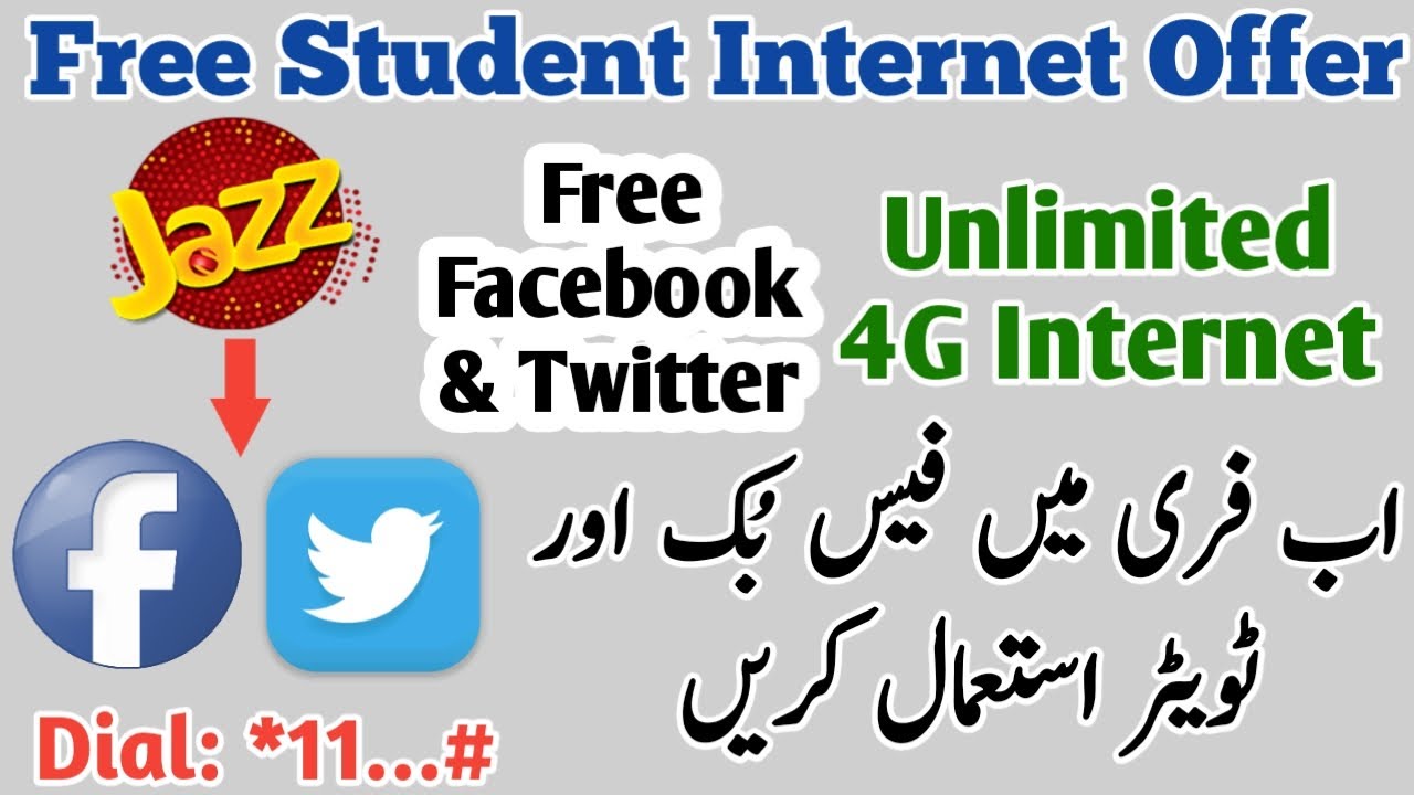 Jazz Free Facebook and Twitter Package | Free Student Internet Offer ...