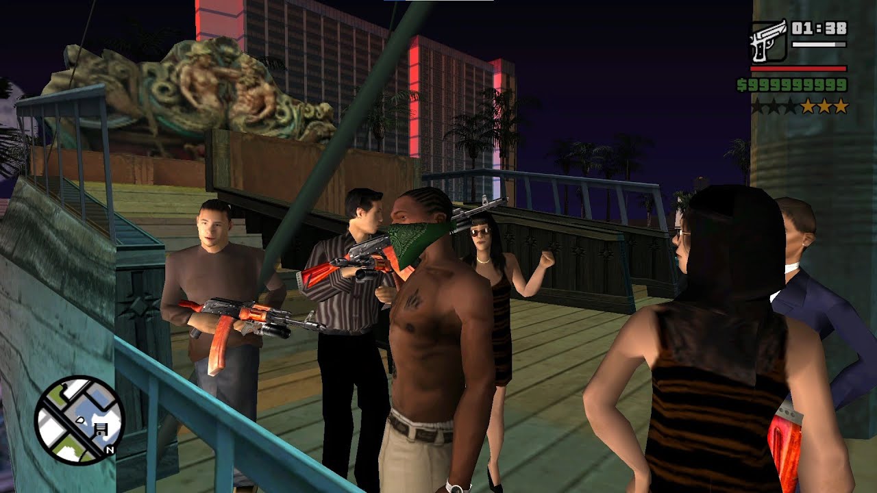 GTA SAN ANDREAS - CJ fights in the biggest war surrounded by police and ...