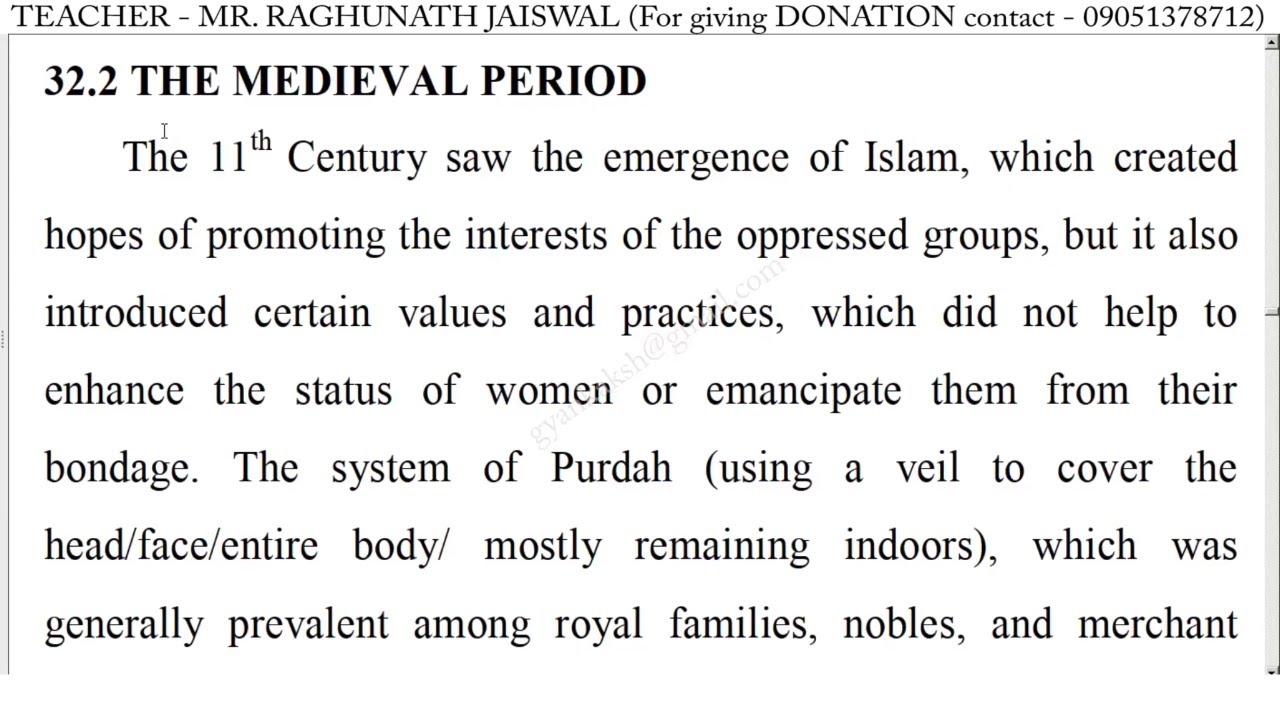 Status Of Women During Medieval Period | मध्यकालीन काल में महिलाओं की ...
