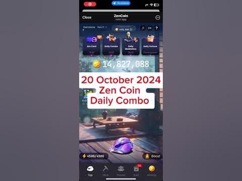 Zen coin daily combo Today 20 October | Zen coin combo cards #zencoin #combo - YouTube