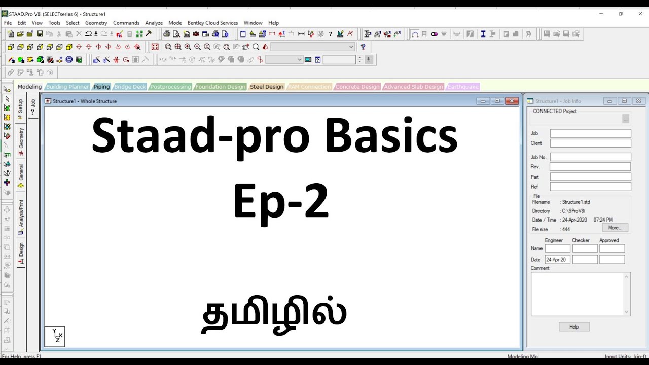 How to create a geometry? | Staad pro Basics Tutorial தமிழில் | Civil ...