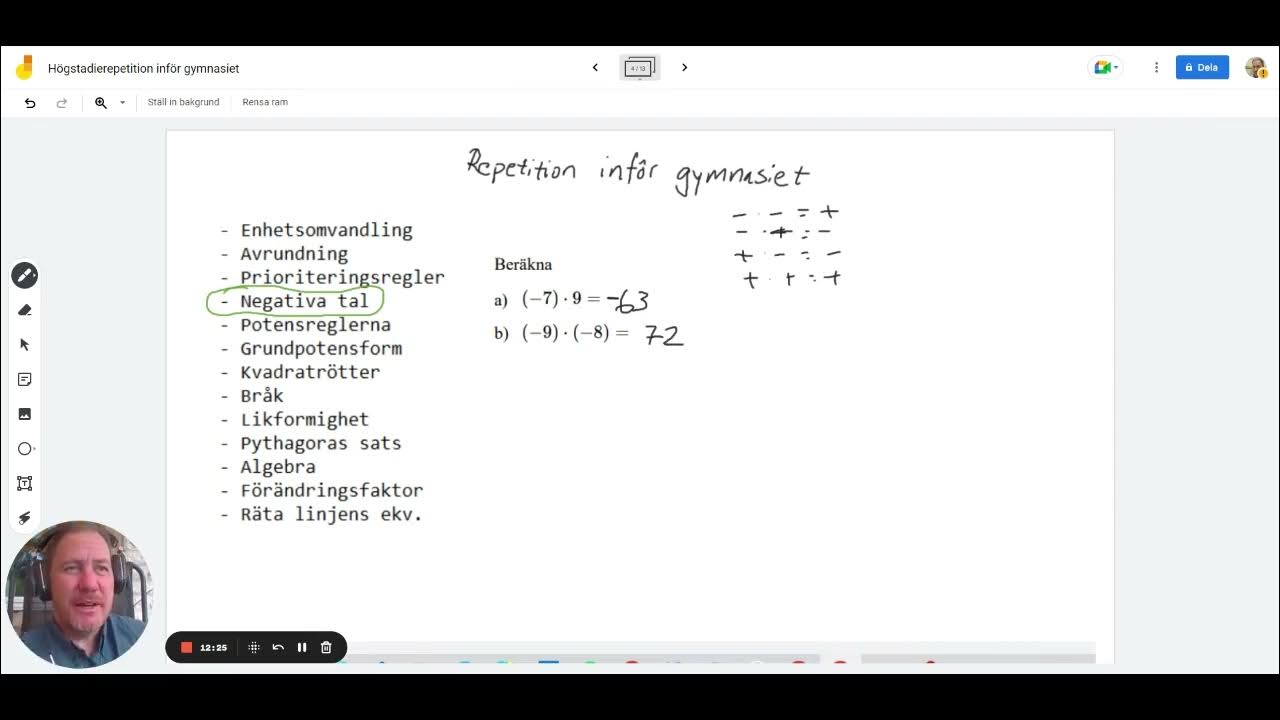 Högstadierepetition i matematik inför gymnasiet - YouTube
