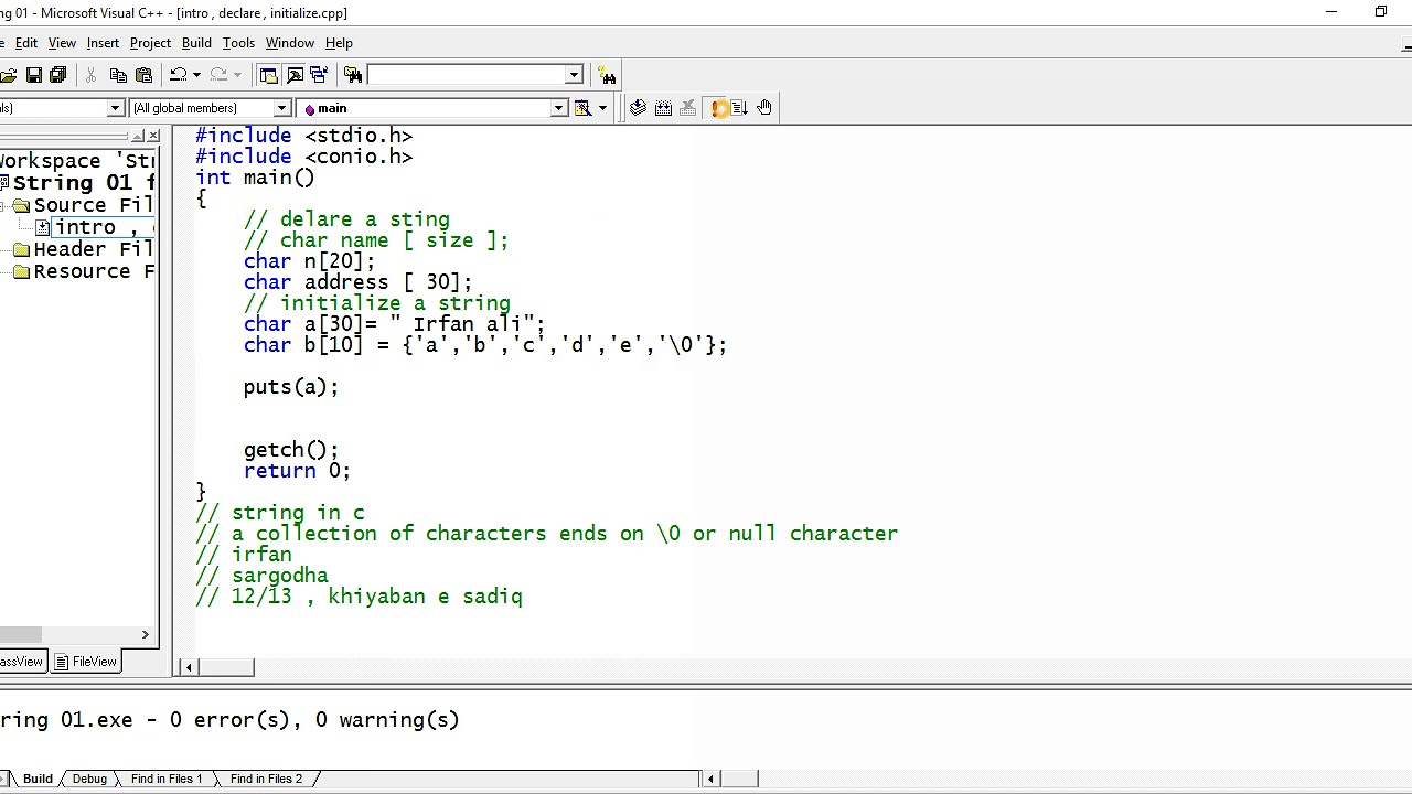 String 01 Intro Declare Initialize Input Output Of String Youtube 6165