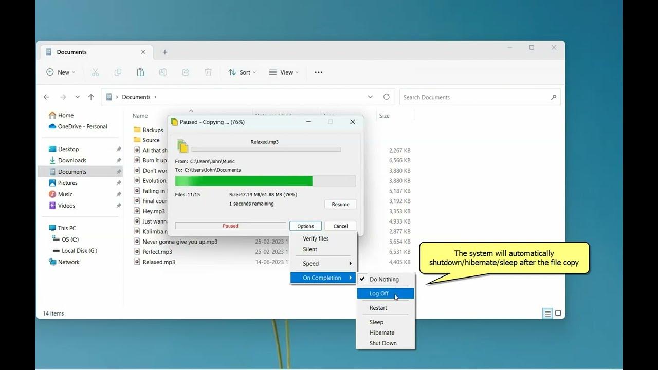 Windows: Copy/Backup files and automatically sleep, shut down, restart or hibernate PC in ...