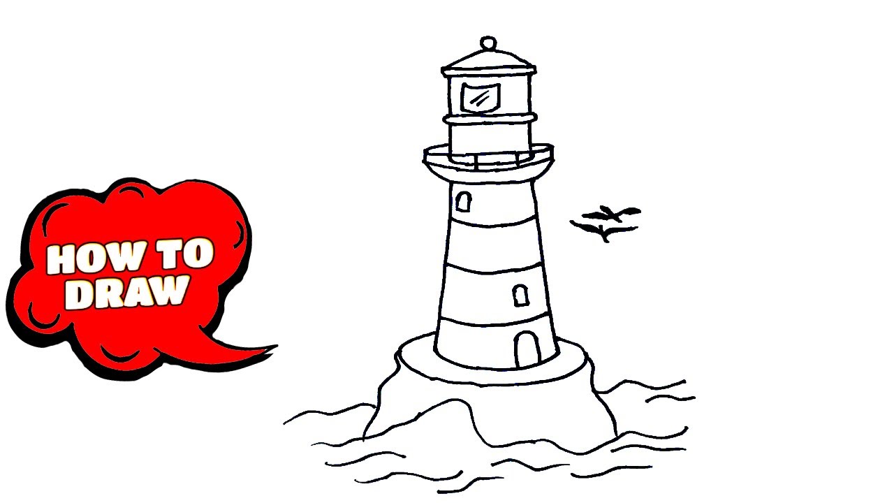How to Draw a Lighthouse | Easy Step By Step Lighthouse Drawing - YouTube