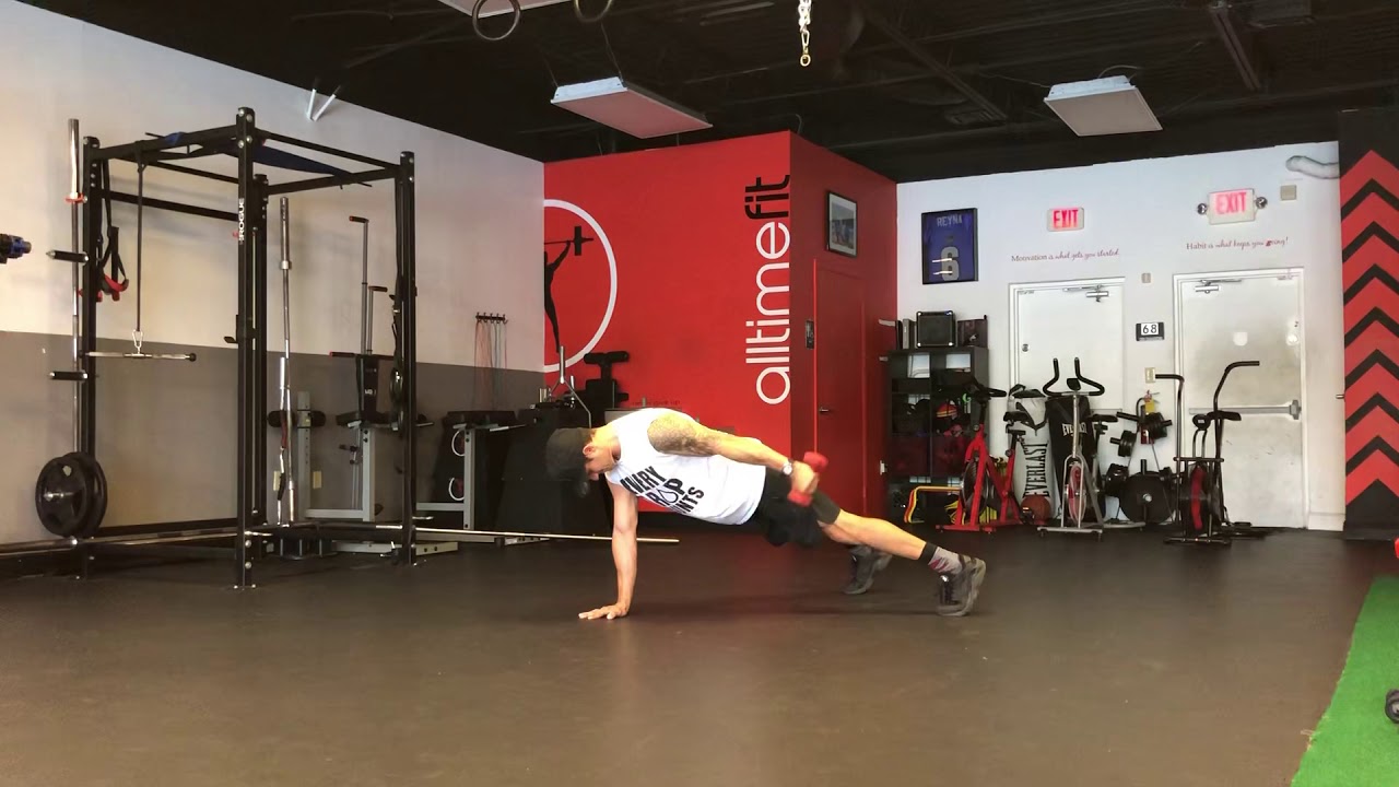 High Plank + Dumbbell Triceps Kickback - YouTube