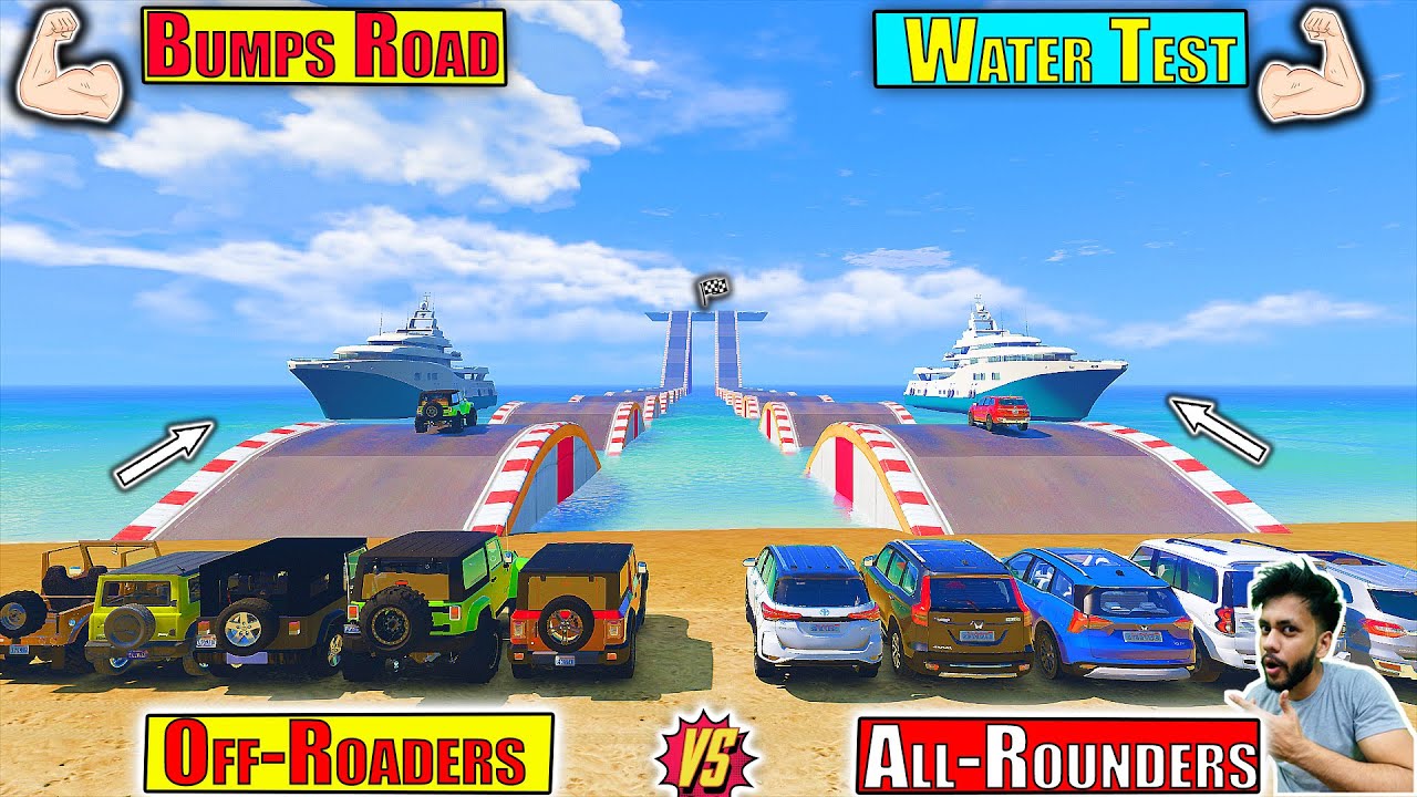 Indian Off-Roaders Vs All-Rounder SUVs Water Bumps Challenge GTA 5 ...