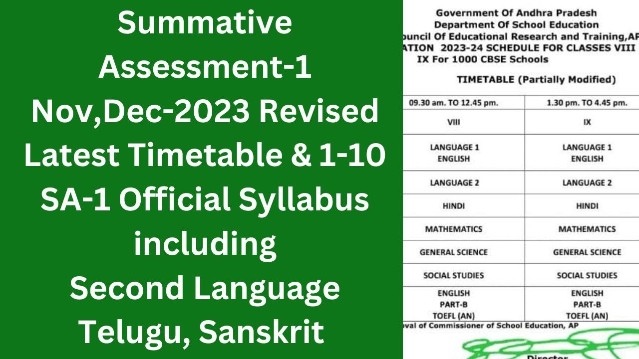 💐 ️💯 Summative Assessment-1 SA-1 Nov, Dec-2023 Revised Timetable by ...