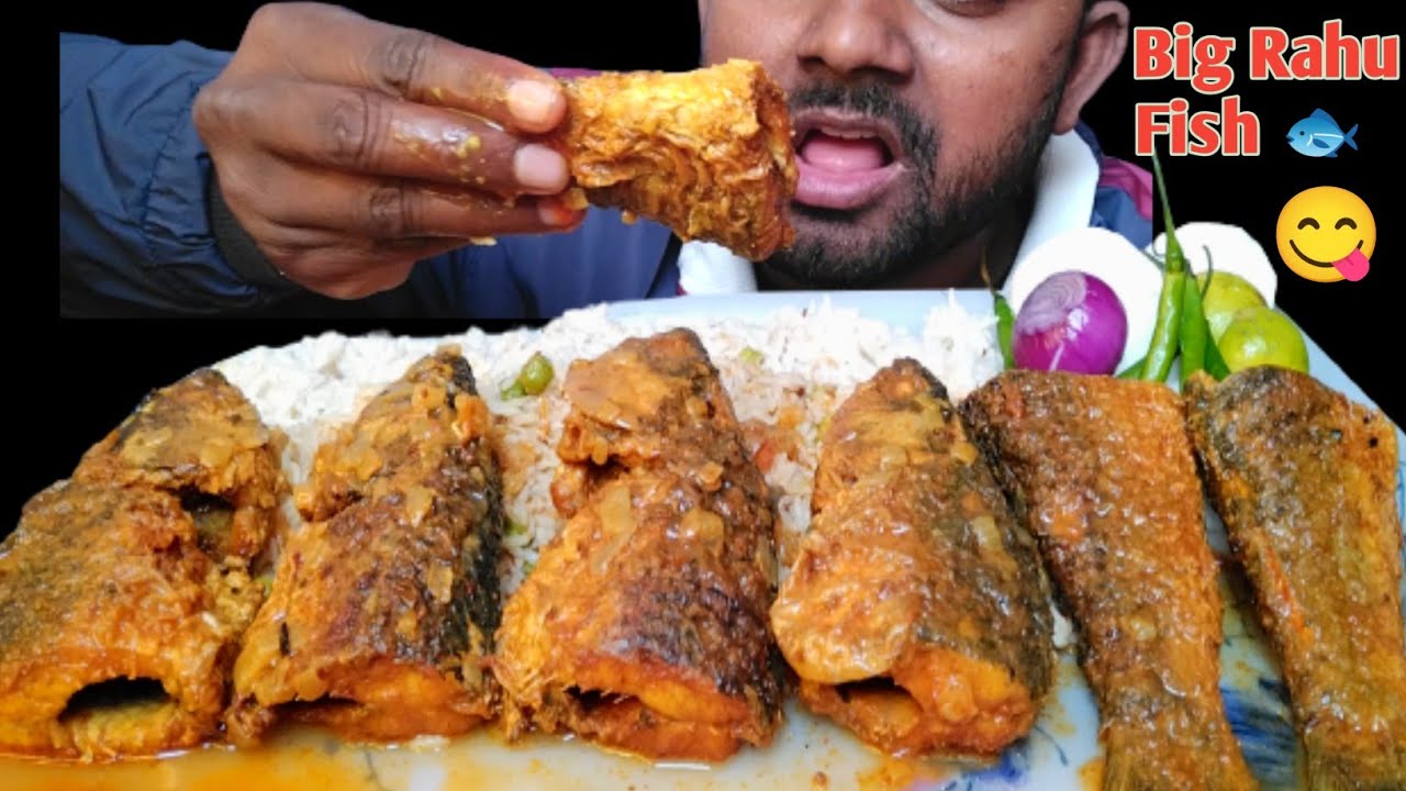 Spicy Big Rahu Masala Fish Curry, Rui Macher jhal Eating, Fish Curry ...
