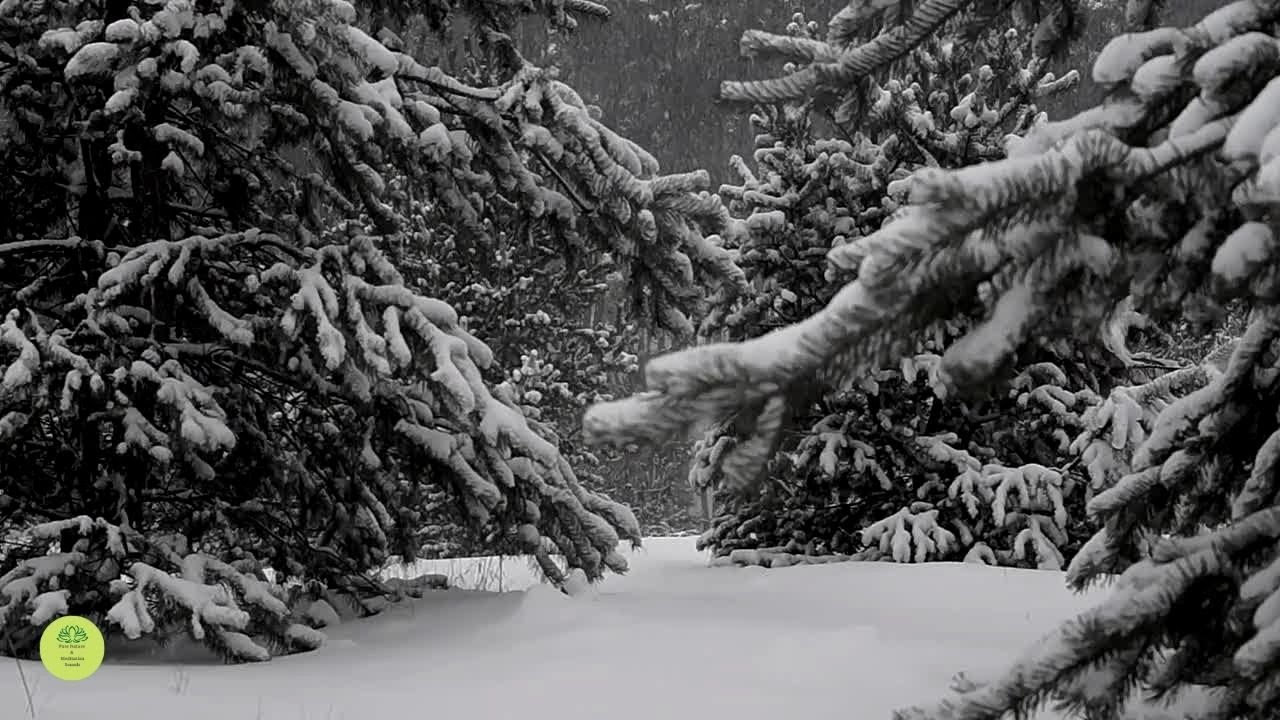 windy snowfall in a pine forest - relaxing vibe - YouTube