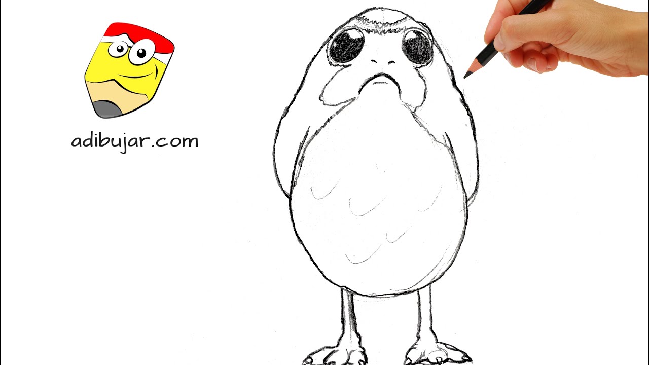Cómo dibujar un porg paso a paso | Dibujo fácil - How to draw porgs ...