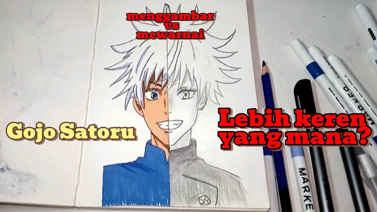 menggambar dan mewarnai gojo satoru - YouTube