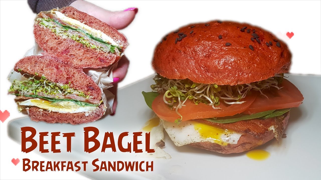 Beet Bagel Breakfast Sandwich - YouTube
