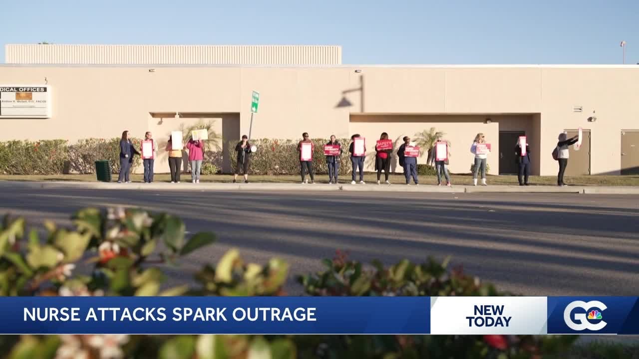 Nursing attacks spark demonstration outside HCA Hospital in Charlotte County - YouTube