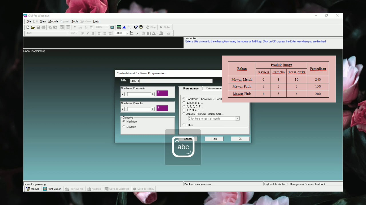 Menyelesaikan Program Linear Menggunakan Aplikasi QM for Windows - YouTube