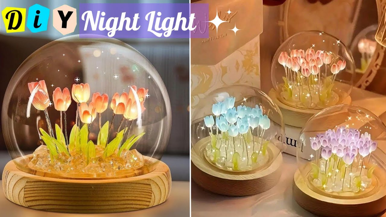 Make Your Own Elegant Flower Lamp | DIY Cute Night Light - YouTube