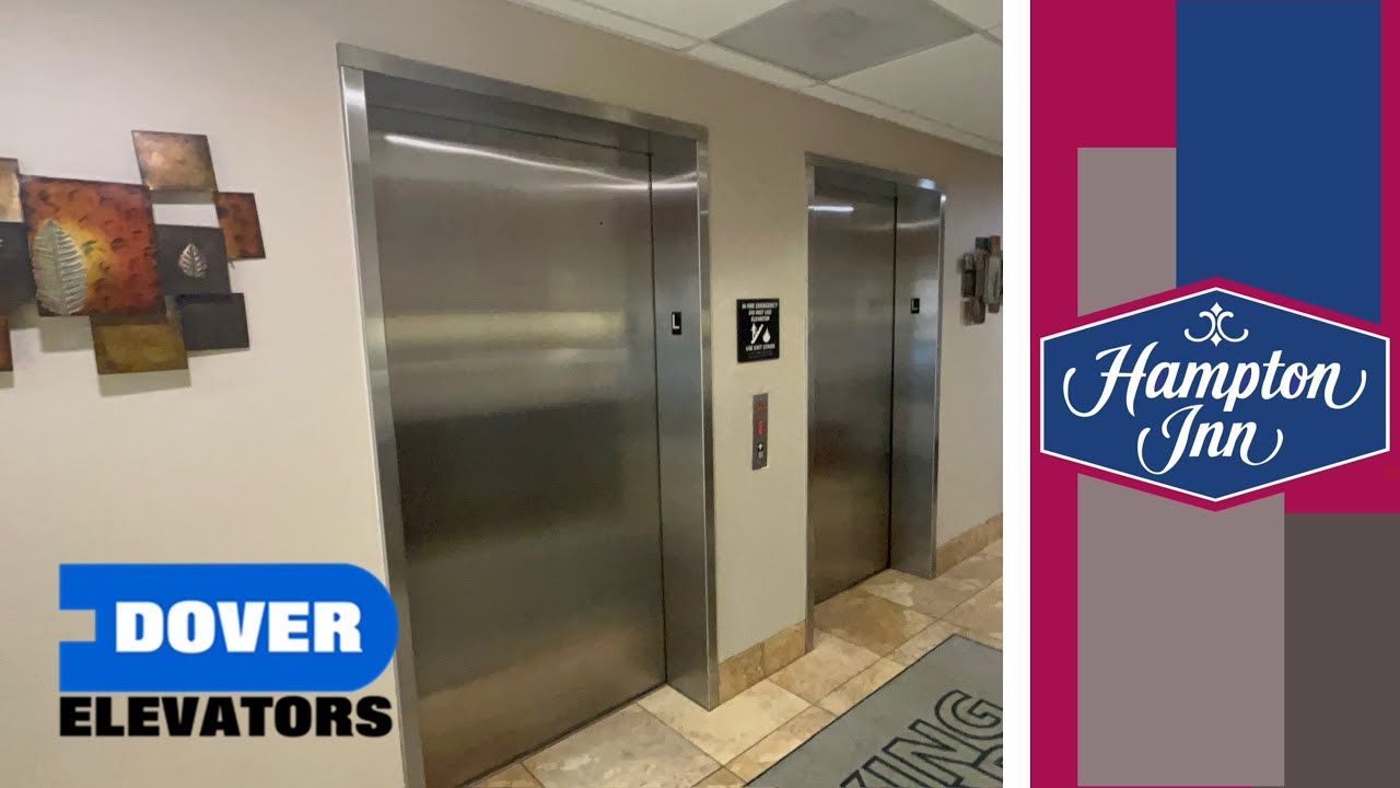 Very nice Twin Dover impulse HIGH hydraulic elevators at Hampton inn #2 pigeon forge, Tennessee ...