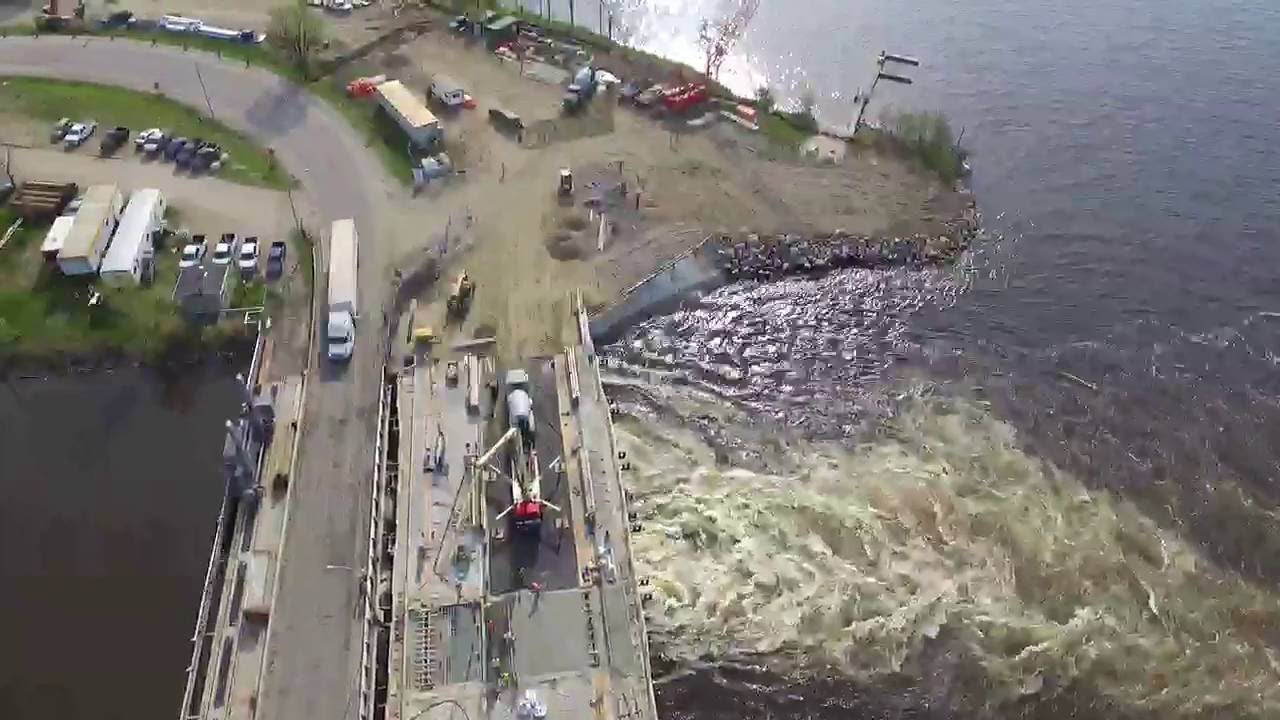 Timiskaming Ontario Dam Replacement - May 26 2016 flyover and deck slab ...