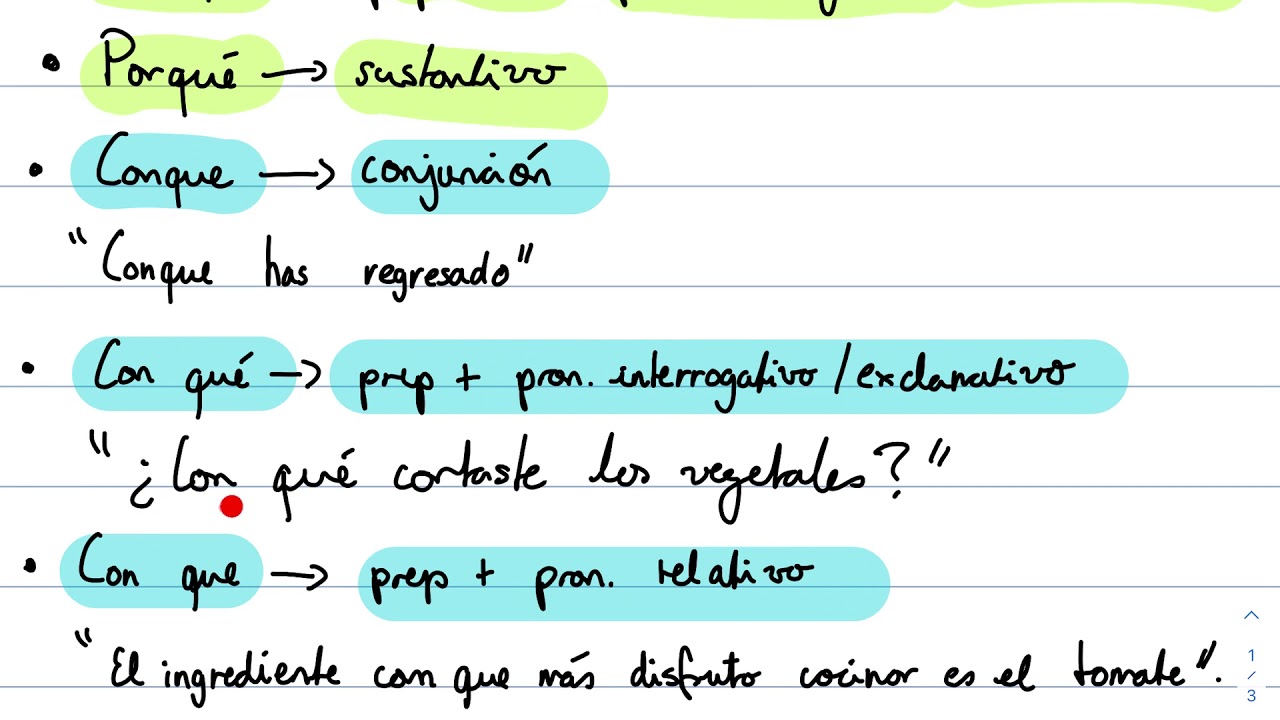 S1. porque/ por qué, conque / con que / con qué, a dónde / a donde ...